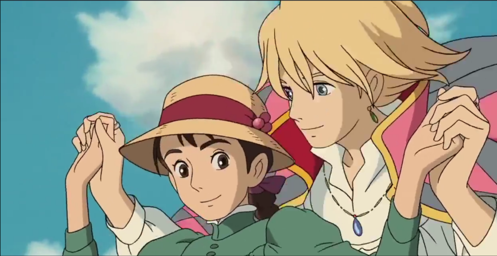 Howl's Moving Castle - Sophie and Howl Holding Hands in the Air - Anime ...
